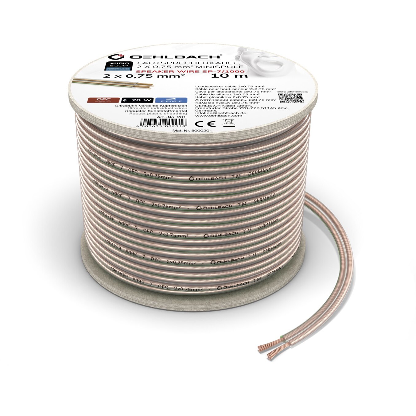 Oehlbach OB 205 SP-7 Hangszóró kábel 2x0,75 mm, 30 m, átlátszó - eMAG.hu