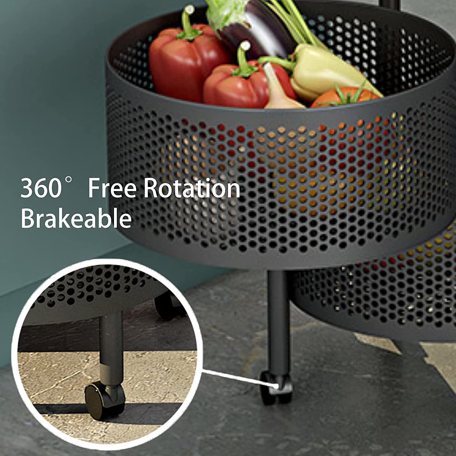 Etajera multifunctionala cu 4 rafturi metalice rotative, awwaline ...