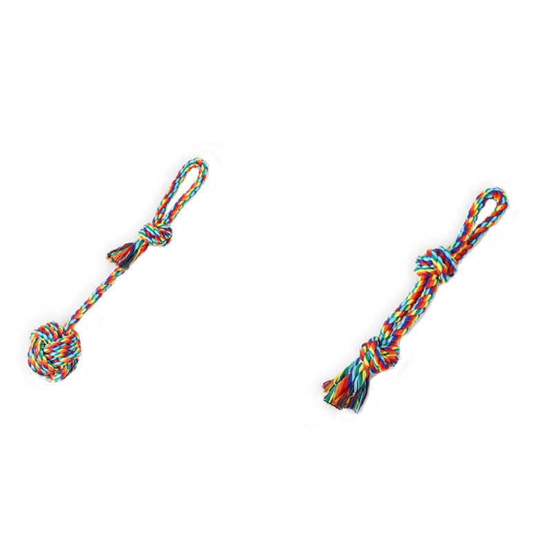 Set doua jucarii pentru caini si pisici din sfoara impletita, colorata ...
