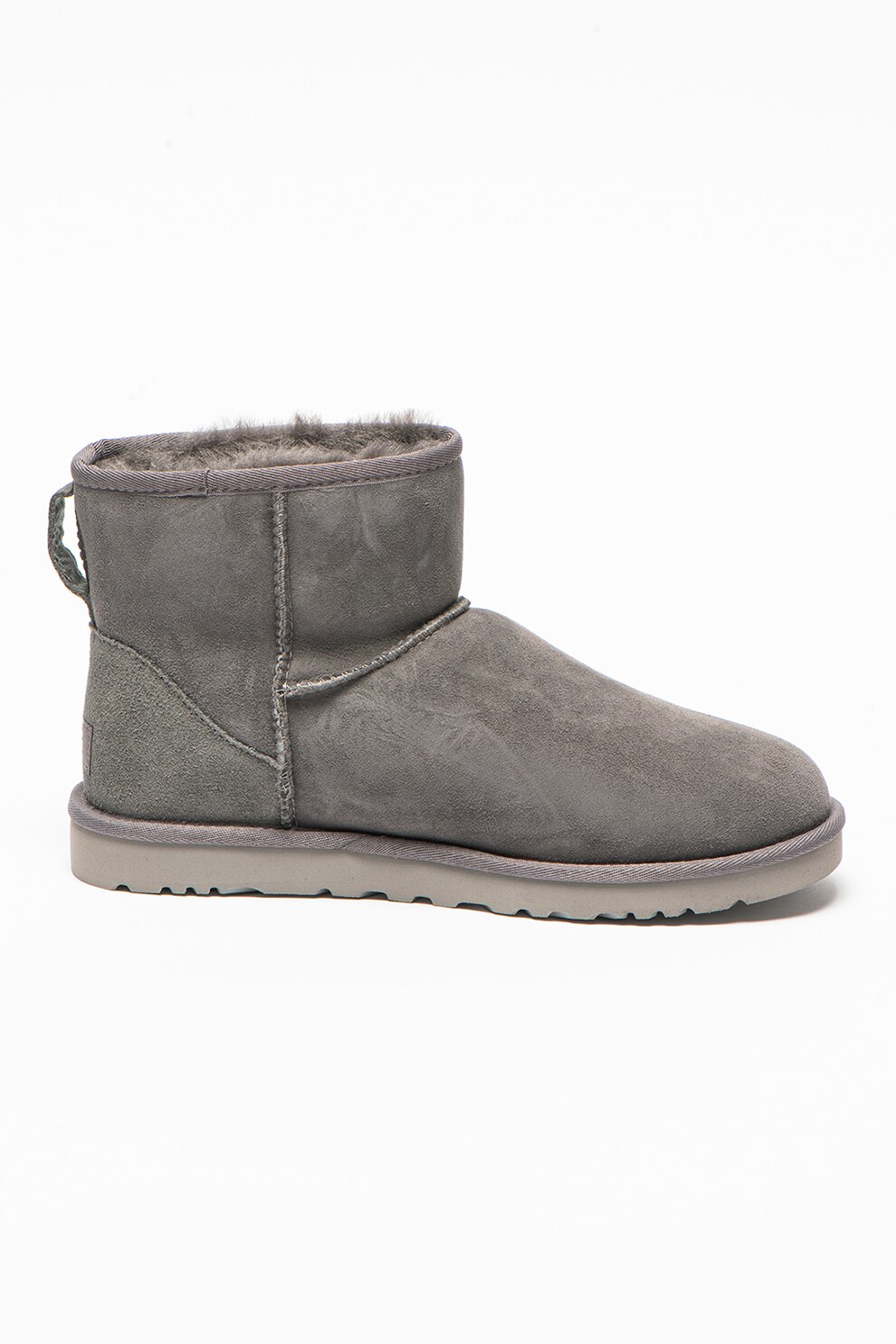 UGG, Ghete de piele intoarsa fara inchidere Classic Mini, Gri cenusiu ...
