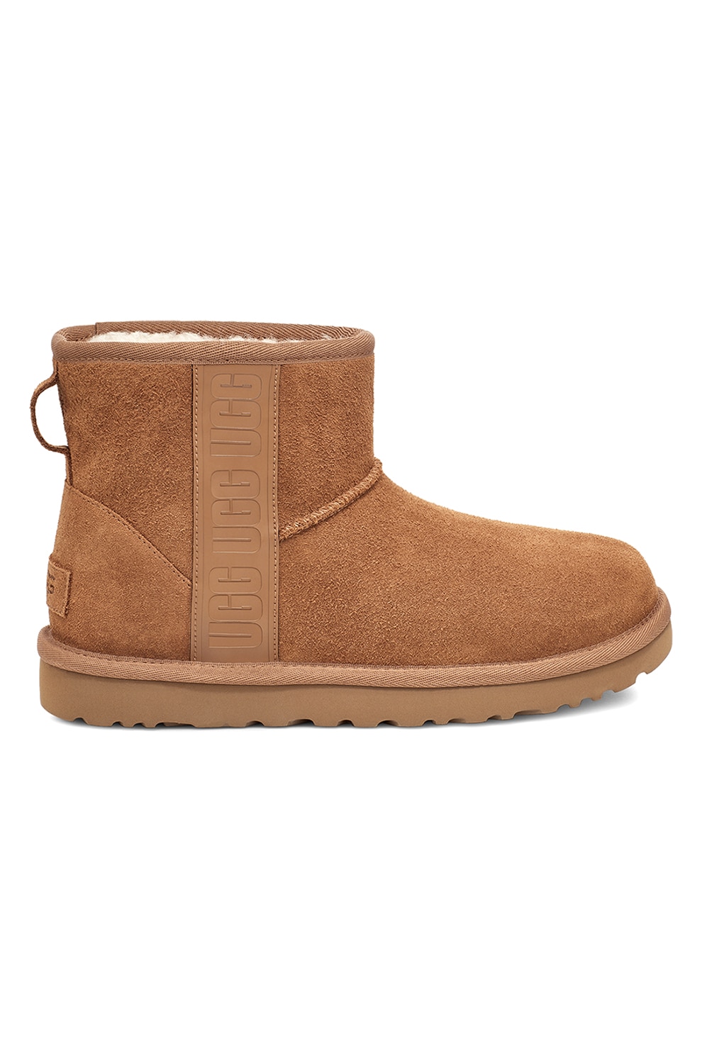UGG, Ghete din piele intoarsa fara inchidere Classic Mini, Maro caramel ...