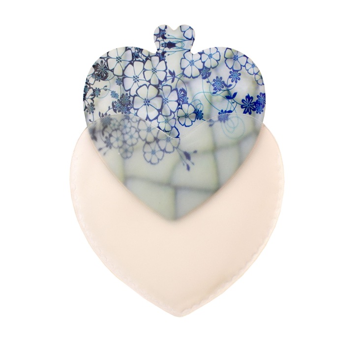 Oglinda MAGNUM, inox, inima, flori albastre - eMAG.ro