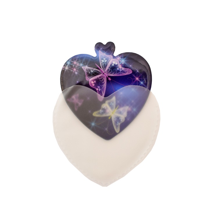 Oglinda MAGNUM, inox, inima, albastra cu fluturi - eMAG.ro