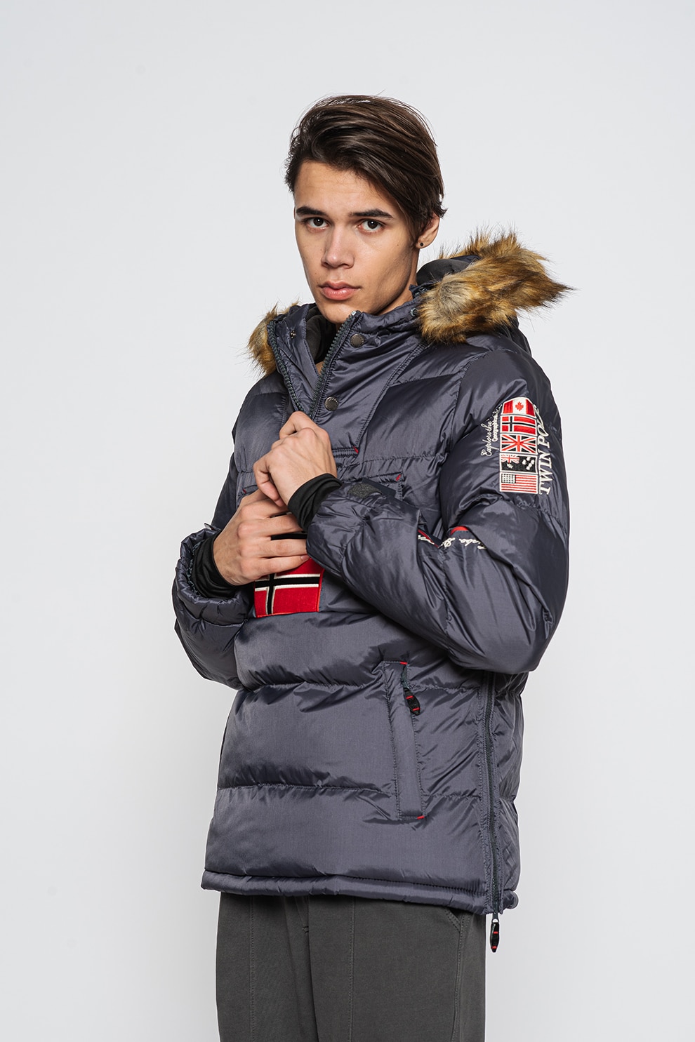 Geographical Norway, Geaca cu vatelina, gluga si fara inchidere ...
