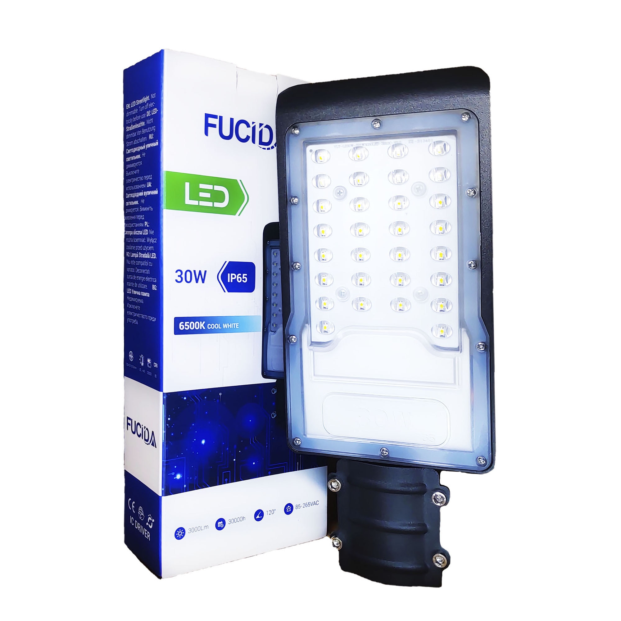 Led улично осветление, Smd, 30W, 3000LM, 6500K, IP65, Fucida - eMAG.bg