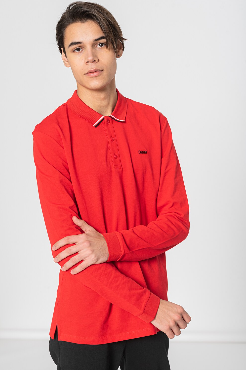 HUGO, Bluza polo cu logo Donol212, Rosu, L - eMAG.ro