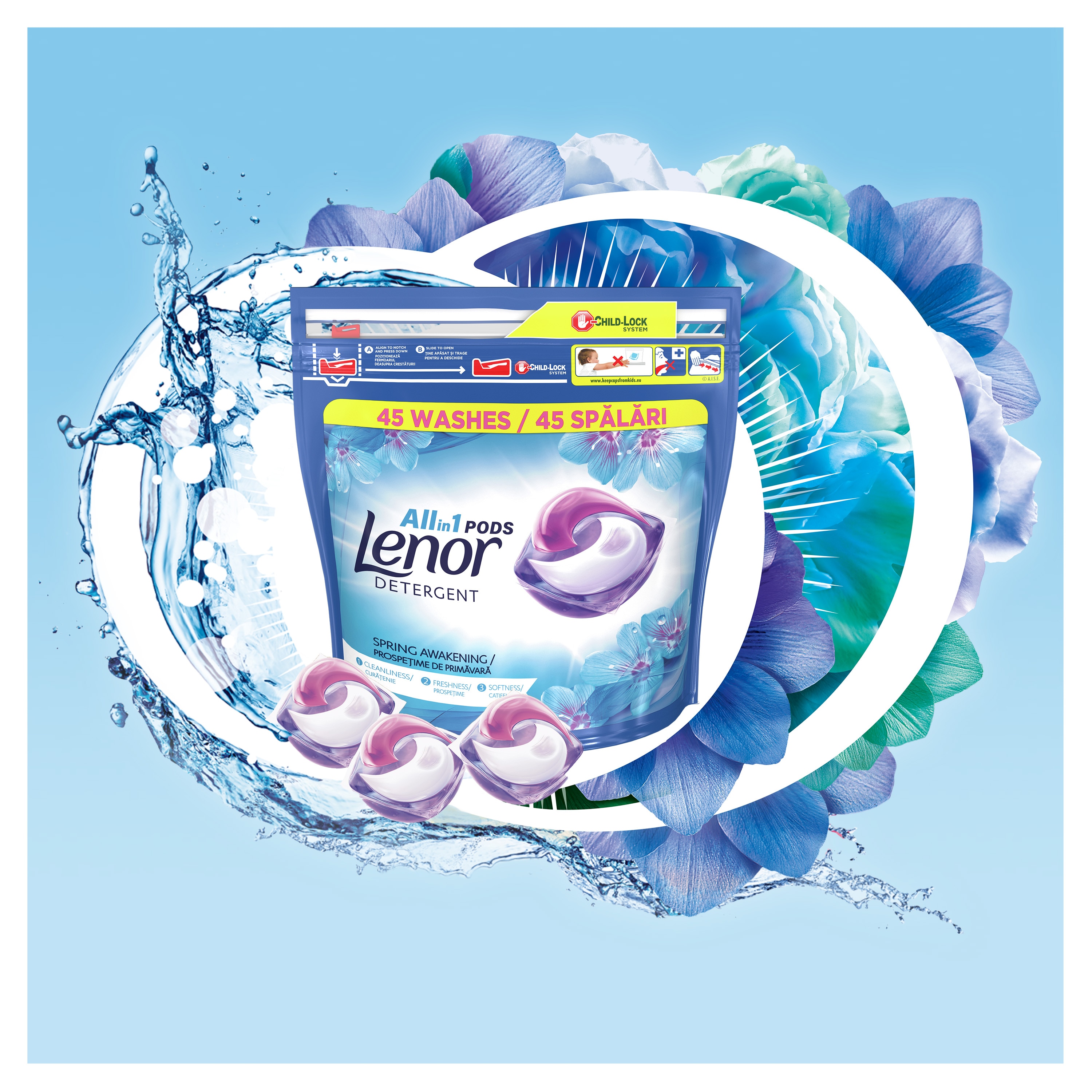 Detergent capsule Lenor All in One PODS Spring Awakening, 45 spalari ...