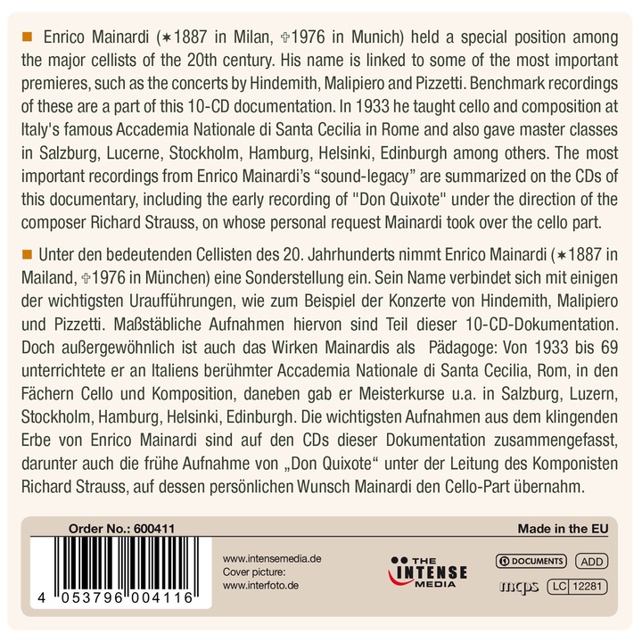 Enrico Mainardi - The Cello Champion - Original Albums (10CD) - eMAG.ro