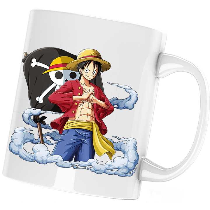 Cana One Piece Steag Pirati Monkey D Luffy, alba, 330 ml - eMAG.ro