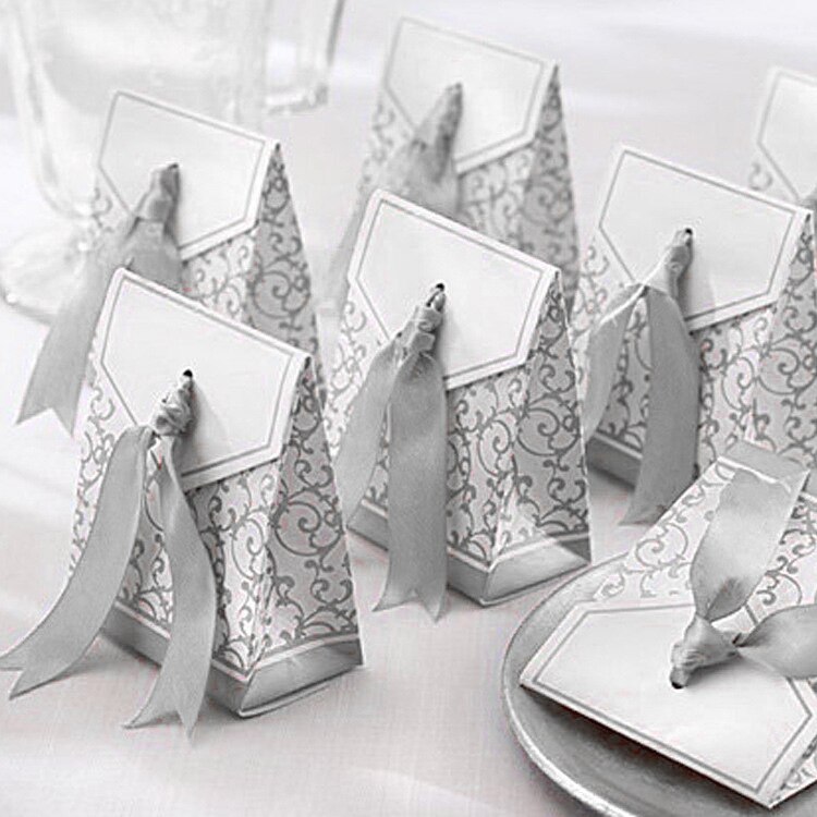 Set 100 cutii pentru bomboane, GOGOU, Accesorii nunta, Argintiu - eMAG.ro