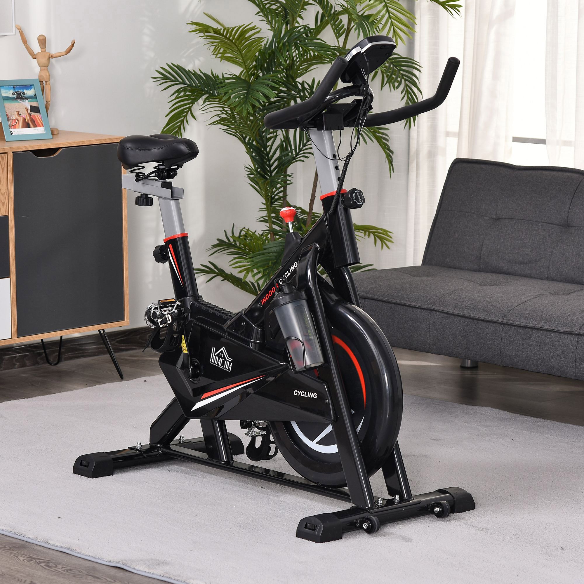 Фитнес велосипед Soozier Homcom, с LCD екран, 53.5x110x105-117 см - eMAG.bg