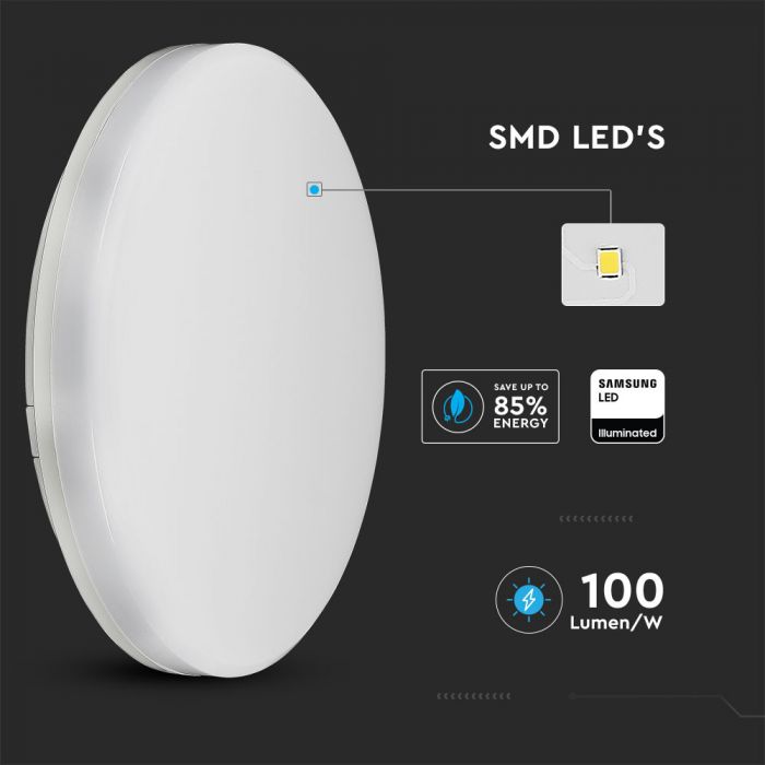 Plafoniera LED V-TAC 25W rotunda rezistenta la umezeala, lumina alba ...