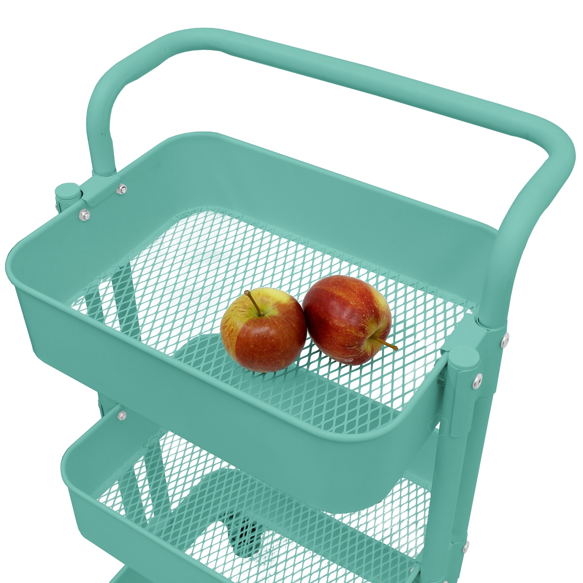 Raft cu roti, ECD Germany, 3 rafturi, metal, turcoaz - eMAG.ro