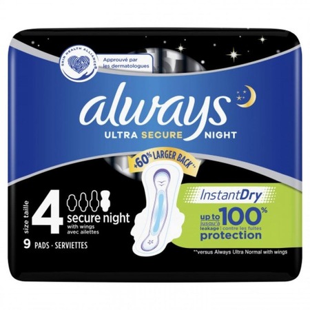 Absorbante Intime Always Ultra Secure Night, Marimea 4, 9 Buc/Pachet ...