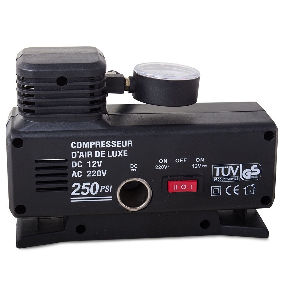 Compresor auto portabil Verk 230V/12V, cu manometru si adaptori, 250psi ...