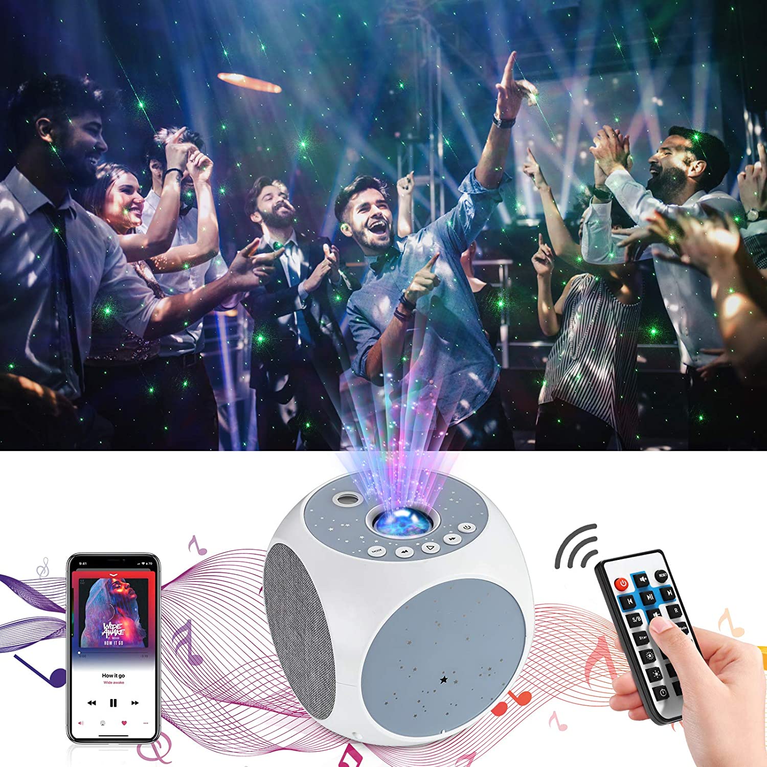 Звезден проектор, Bluetooth, С дистанционно управление, Вграден ...
