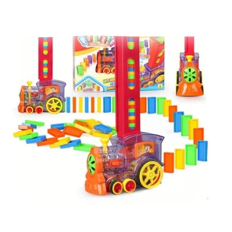 Trenulet Domino cu lumini si sunete, 80 piese - eMAG.ro