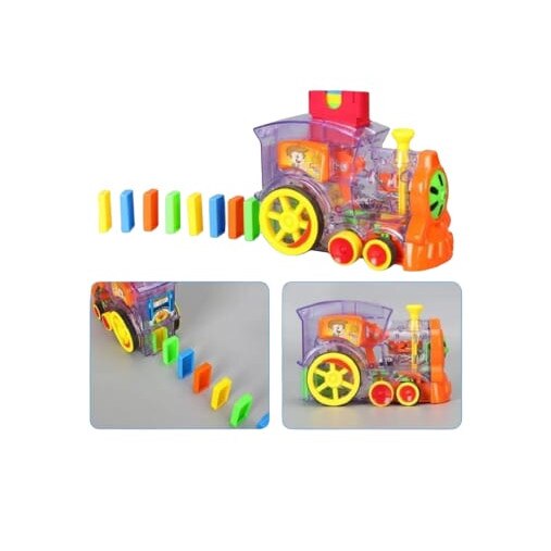 Trenulet Domino cu lumini si sunete, 80 piese - eMAG.ro