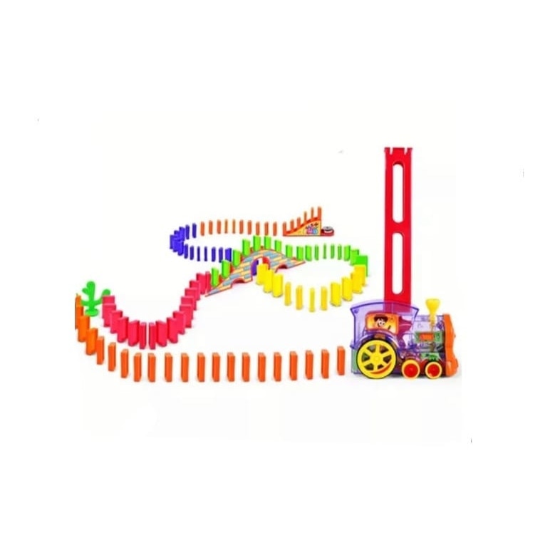 Trenulet Domino cu lumini si sunete, 80 piese - eMAG.ro