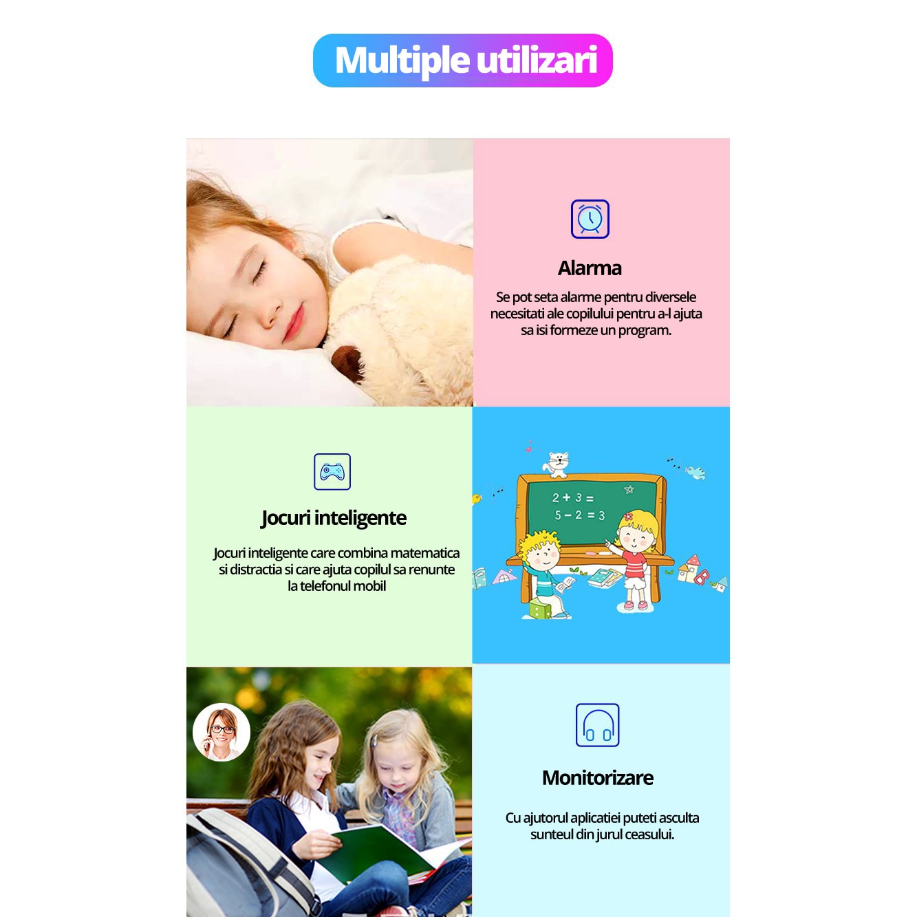 Ceas Smartwatch Copii cu GPS Prin Lbs si Functie Telefon, Localizare ...