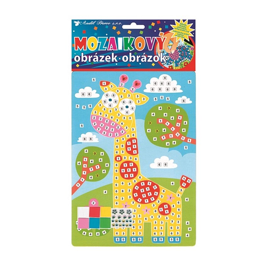 Set imagine mozaic cu patrate autoadezive - girafa, 23 x 16 cm - eMAG.ro