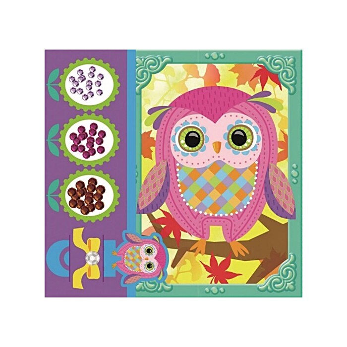 Set imagine mozaic cu margele autoadezive - bufnita roz, 20.5 x 17 cm ...