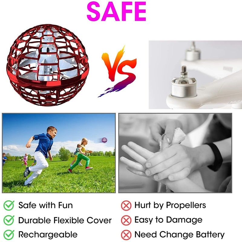 Летяща топка Flynova Pro, LED, USB, Червен, 200mAh - eMAG.bg