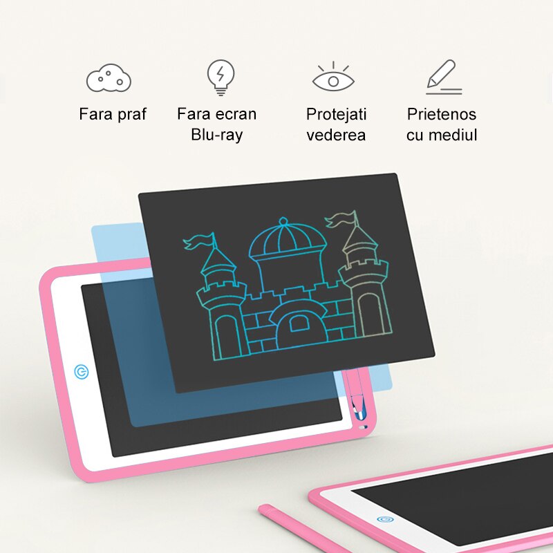 Tableta de scris portabila, Vaxiuja®, 10 inci, Buton de stergere, Ecran ...