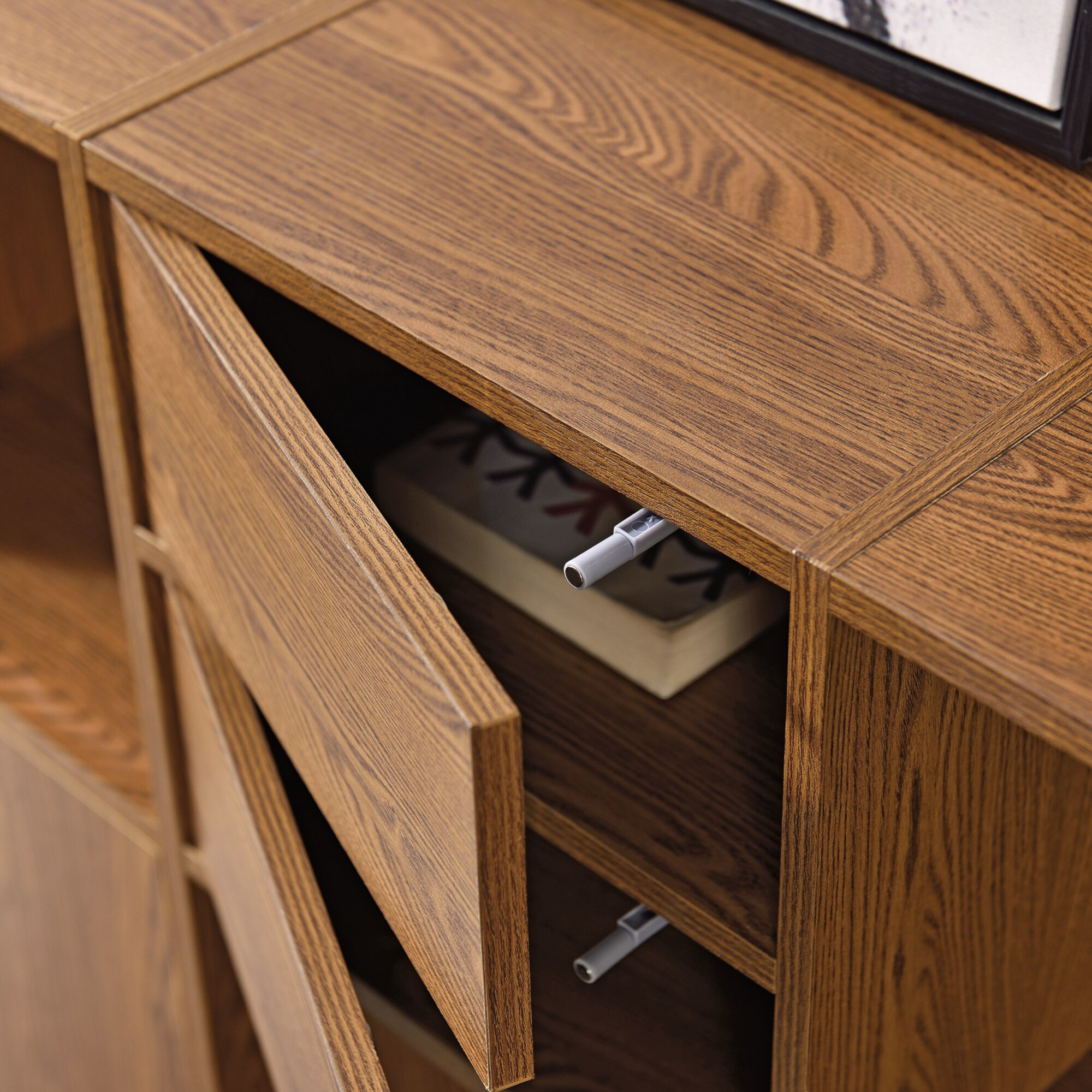 Comoda, en.casa, Koping, 60 x 145 x 28 cm, PAL, efect lemn nuanta ...