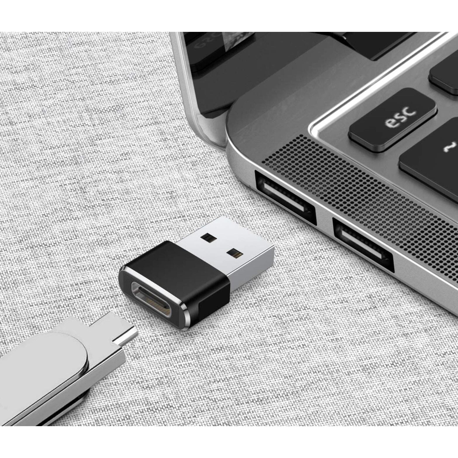 Set 2 adaptoare USB C mama la USB tata FAC, Aluminiu, Negru - eMAG.ro