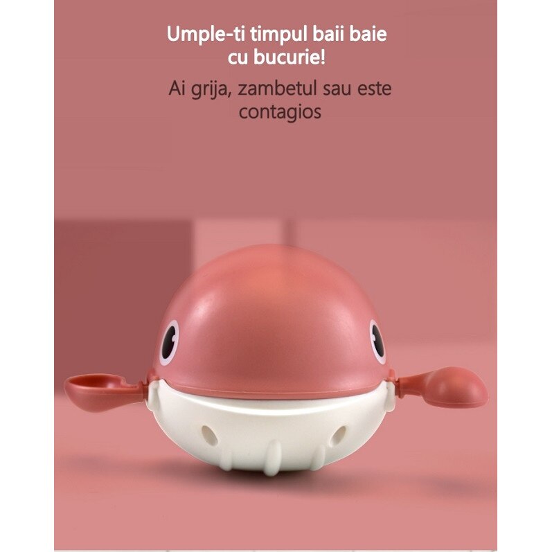 Jucarie de baie pentru copii, Flippy, balena roz - eMAG.ro
