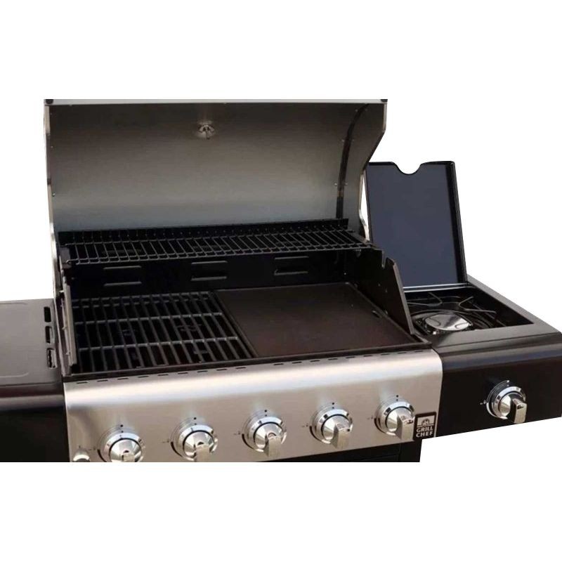 Gratar pe gaz cu 5+1 arzatoare, gratar din fonta, sistem PTS, Grill ...