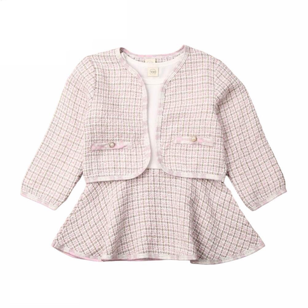 Set fetita sacou cu rochita, drool, roz cu alb, 1-2 ani - eMAG.ro