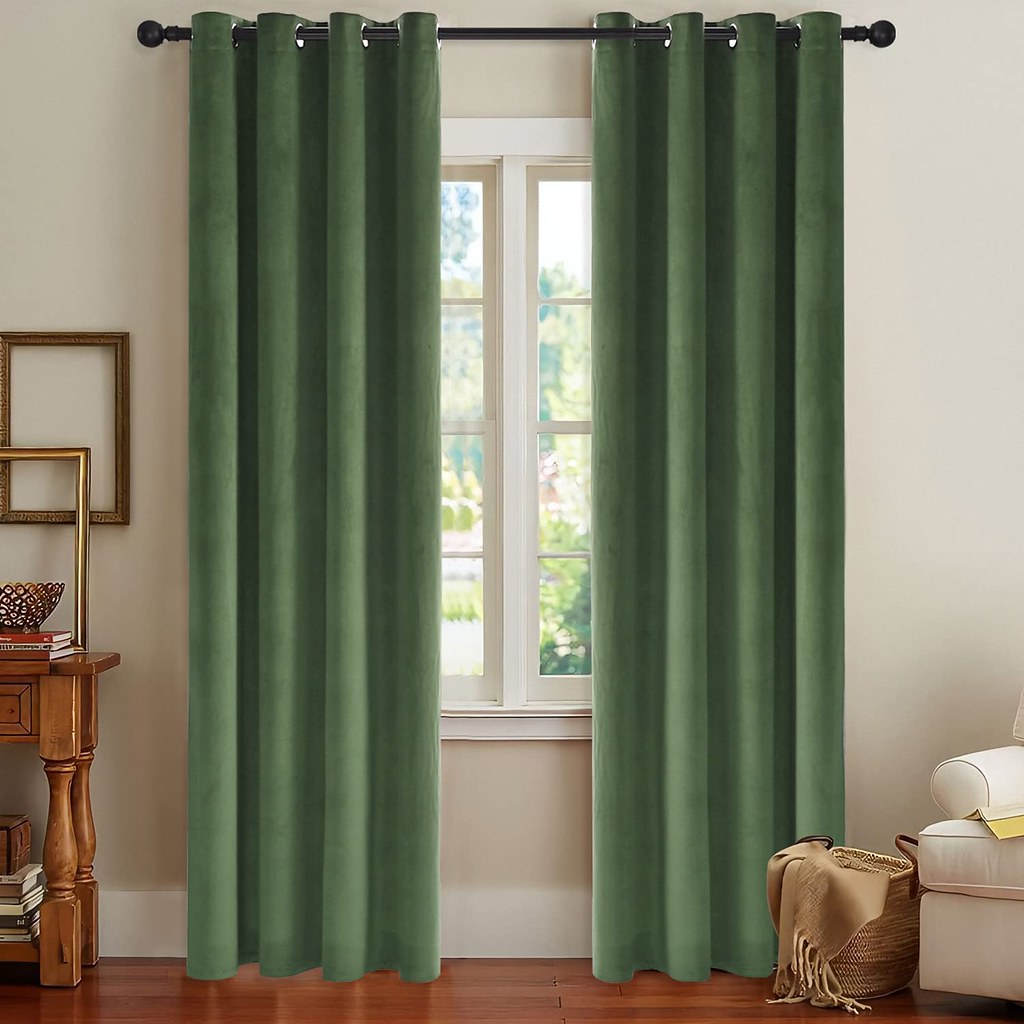 Set draperii din catifea cu inele negre, Madison, 200x215 cm, densitate ...