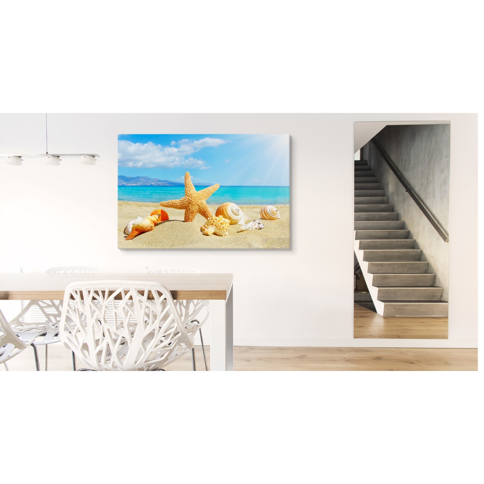 Tablou pentru living mare plaja scoici stele 70cm x 50cm Canvas ...
