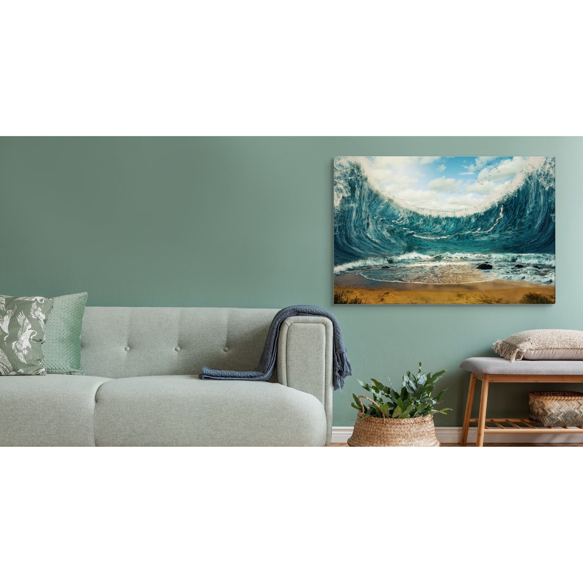 Tablou pentru living mare val apa abstractie 100cm x 70cm Canvas, Efect ...