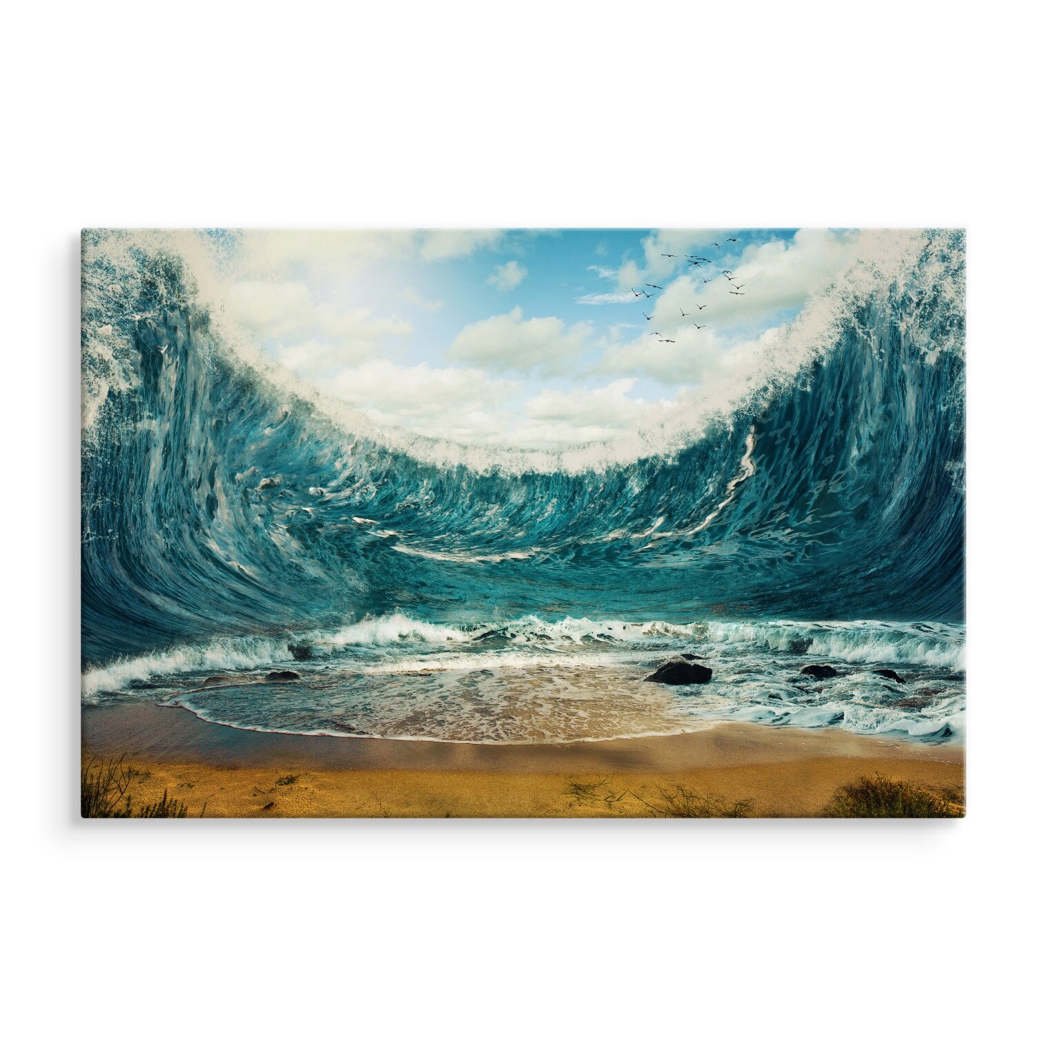 Tablou pentru living mare val apa abstractie 100cm x 70cm Canvas, Efect ...