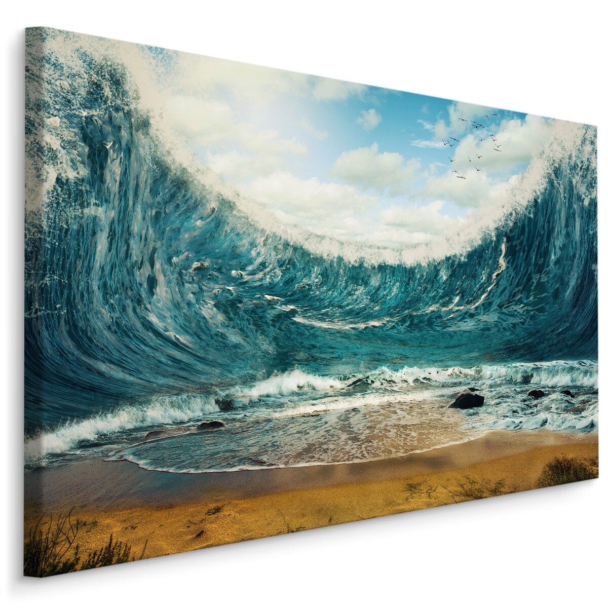 Tablou pentru living mare val apa abstractie 100cm x 70cm Canvas, Efect ...