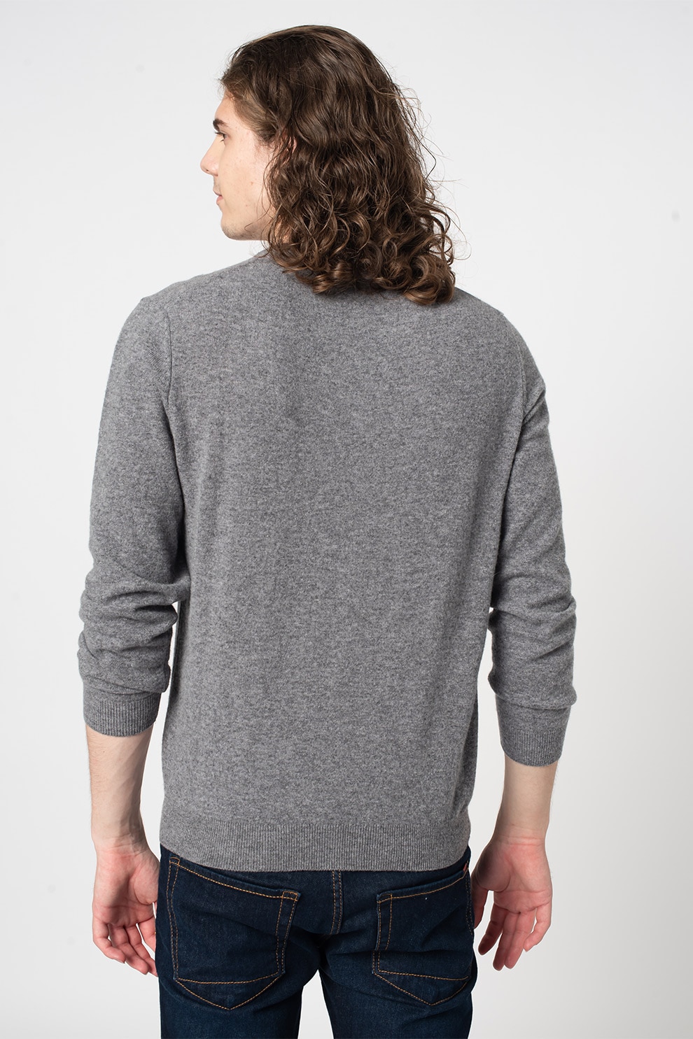 United Colors of Benetton, Pulover de lana virgina cu decolteu in V ...