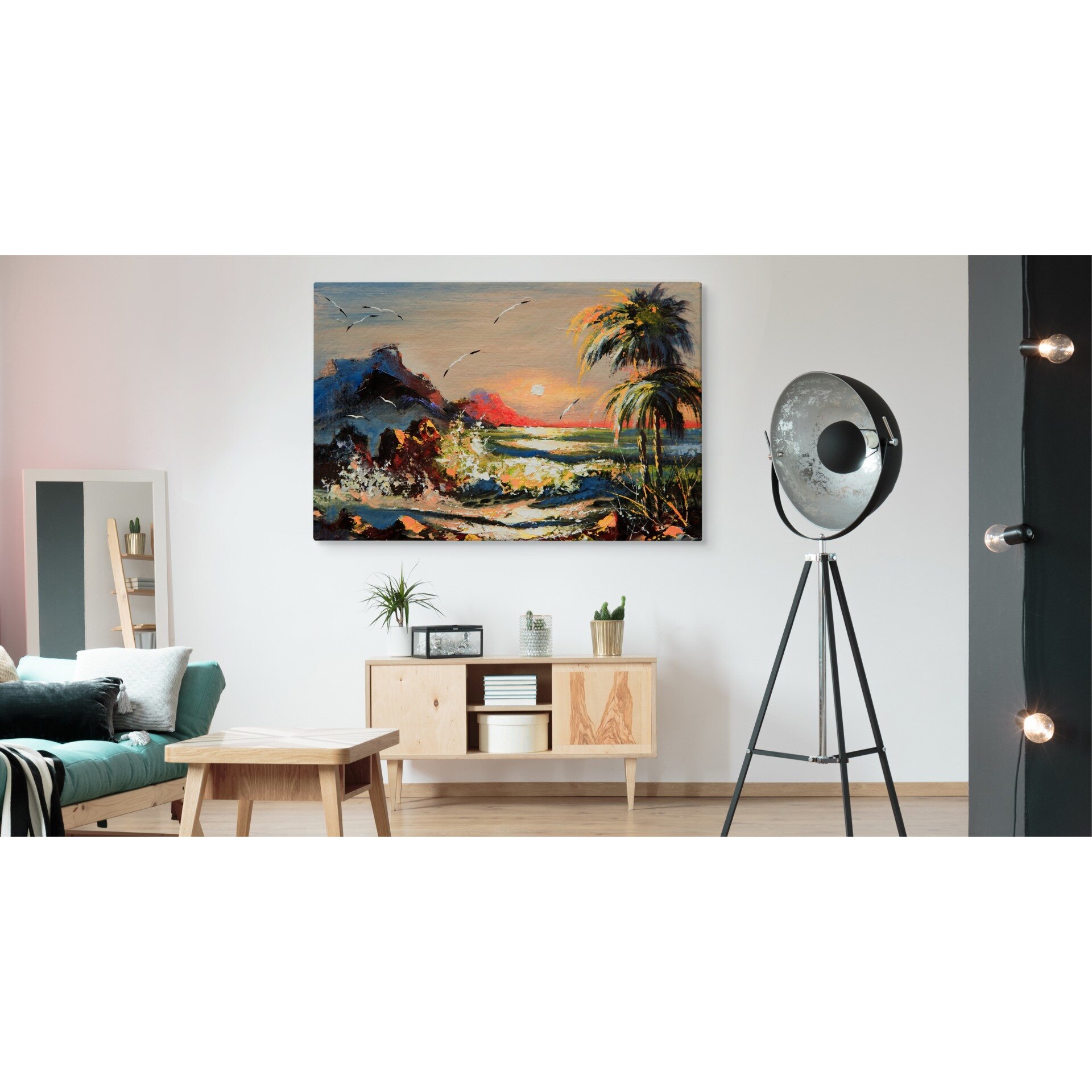 Tablou pentru living mare plaja palmieri copaci 70cm x 50cm Fantezie ...