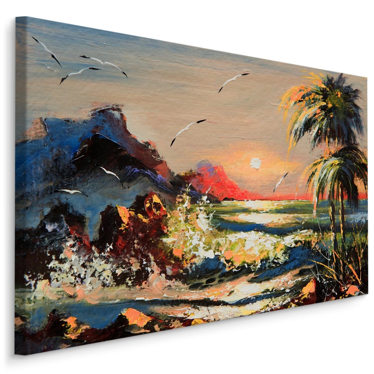 Tablou pentru living mare plaja palmieri copaci 70cm x 50cm Fantezie ...