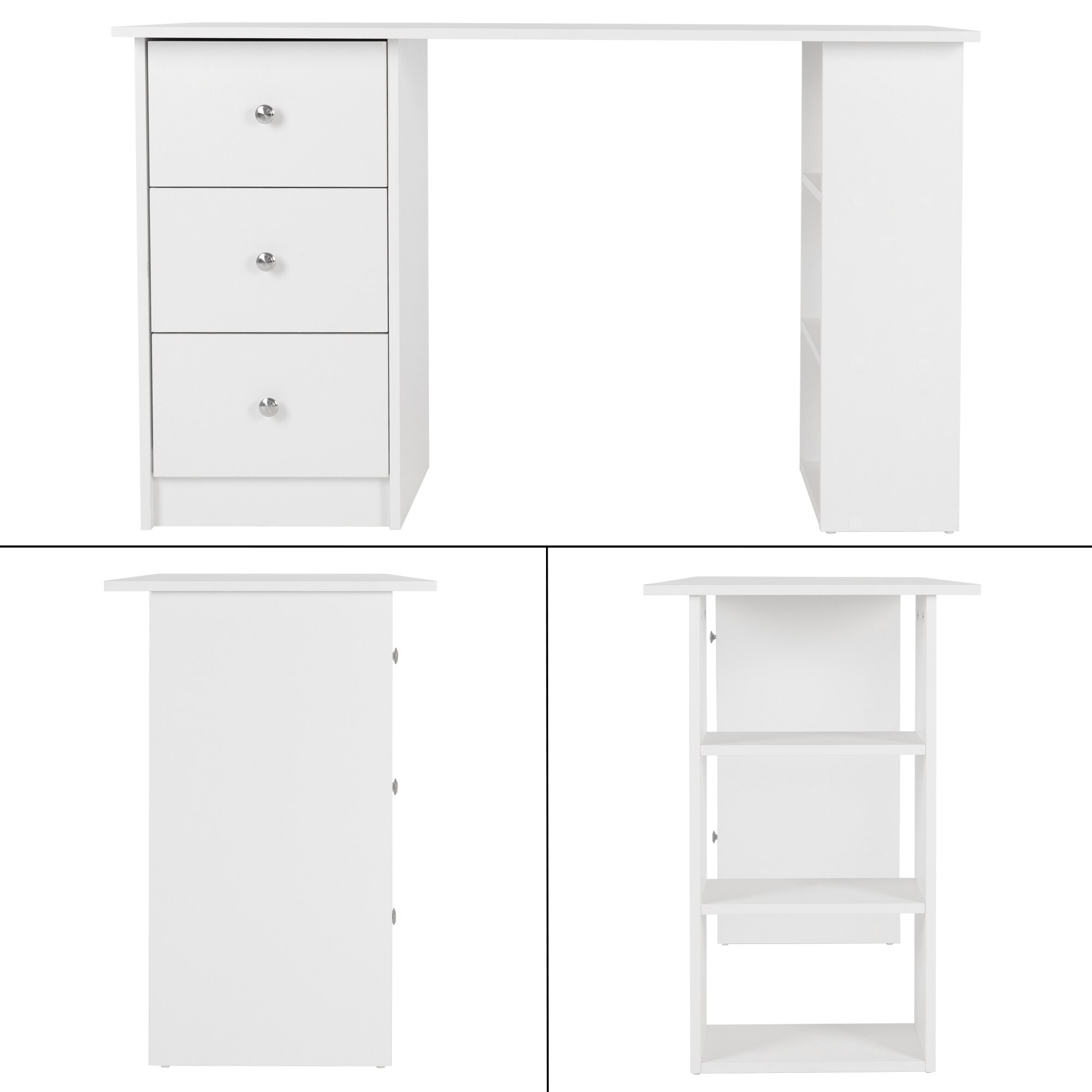 Birou PAL acoperit cu melamina, ML-Design®, 120x49x72 cm, alb, 3 ...