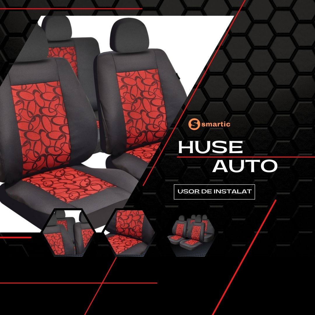 Set huse scaune auto Smartic®, Lux, 11 piese, compatibile cu airbag ...