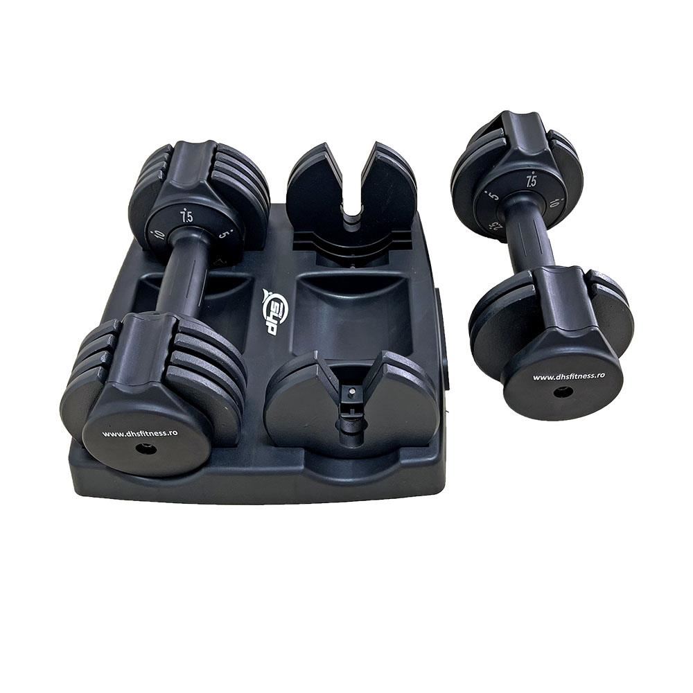 Set gantere reglabile, DHS 5014 180'', 2 x 6 kg, negru, din otel - eMAG.ro