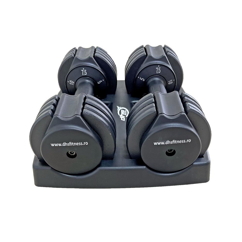 Set gantere reglabile, DHS 5014 180'', 2 x 6 kg, negru, din otel - eMAG.ro