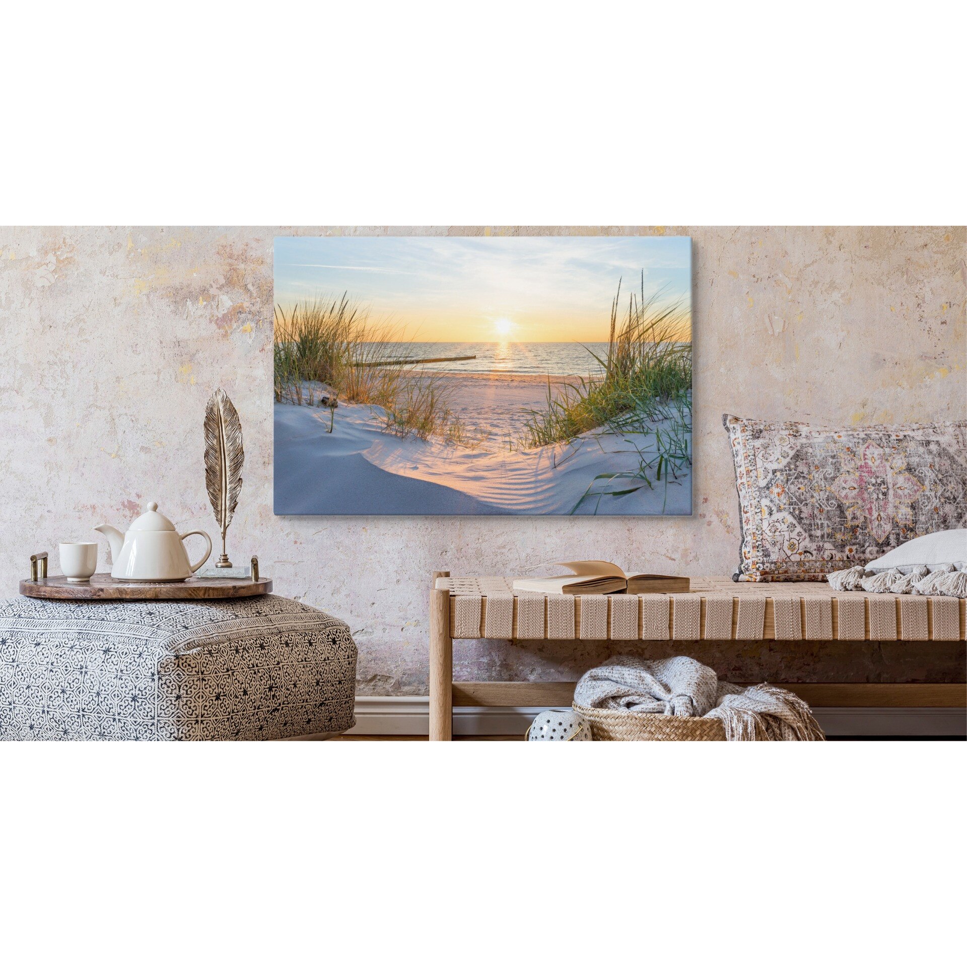 Tablou pentru living rasarit la mare 30cm x 20cm Soare, Plaja, Vedere ...
