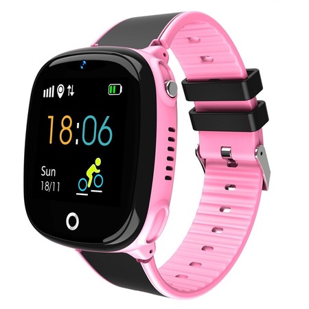 Smartwatch copii HW11, Artnico, Silicon, 420 mAh, Negru/Roz, 1.44 ...