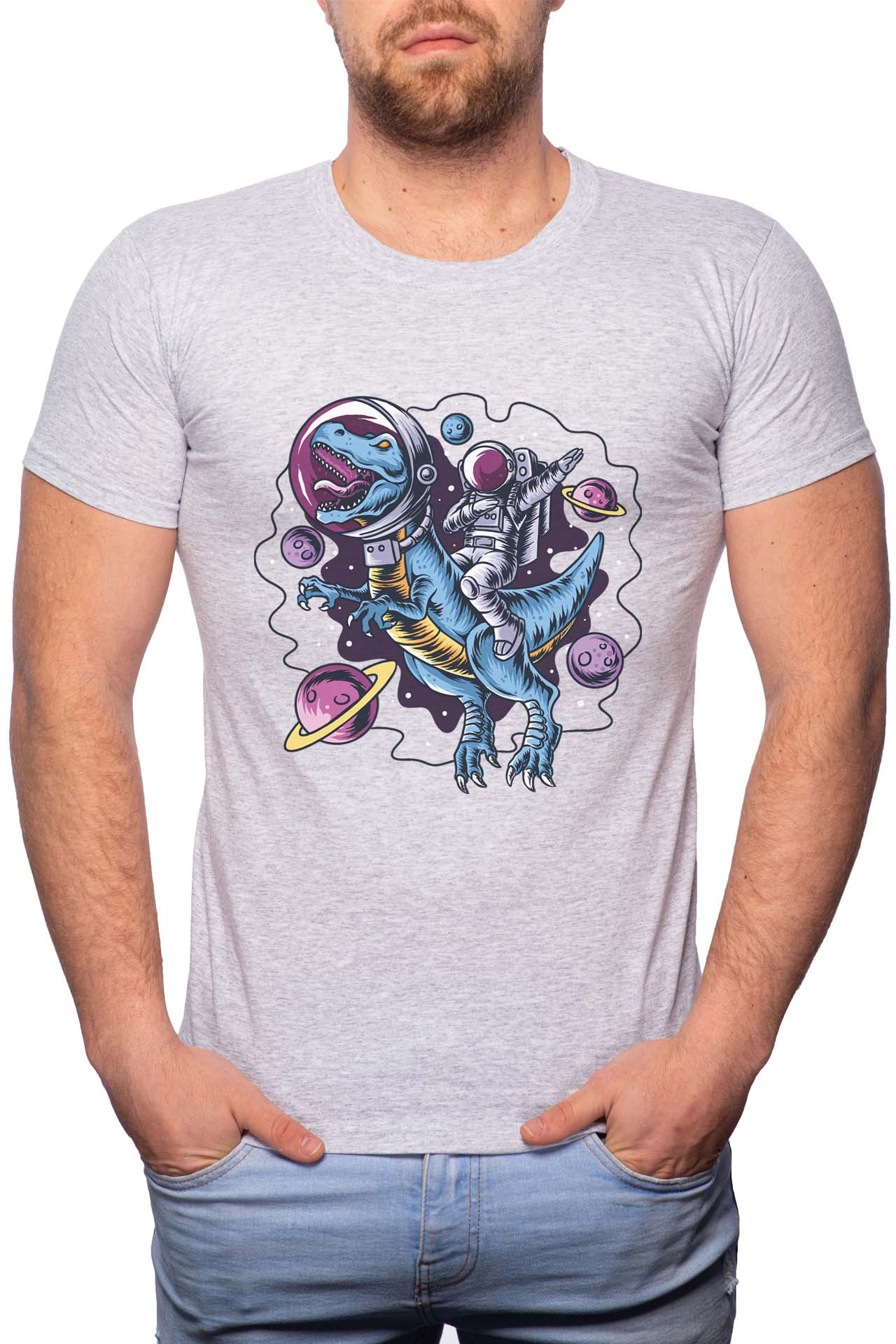 Astronaut Dinosaurus, Normál fazonú feliratos férfi poló, 100% Pamut ...