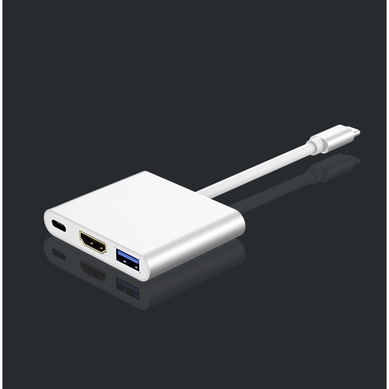 Adaptor USB-C 3in1, HDMI, USB-C si USB 3.0, Alb, BOMSTOM - eMAG.ro
