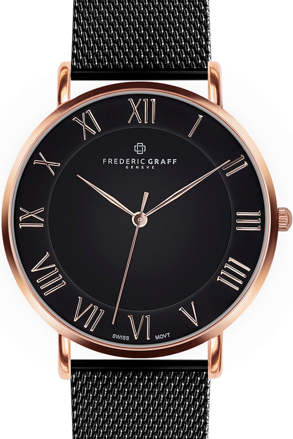 Frederic Graff, Analóg karóra római számokkal, fekete/vörösaranyszín ...